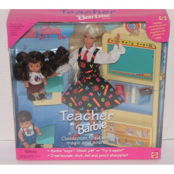 Mattel | Toys | Teacher Barbie Doll 2 Students Boy And Girl Students ...